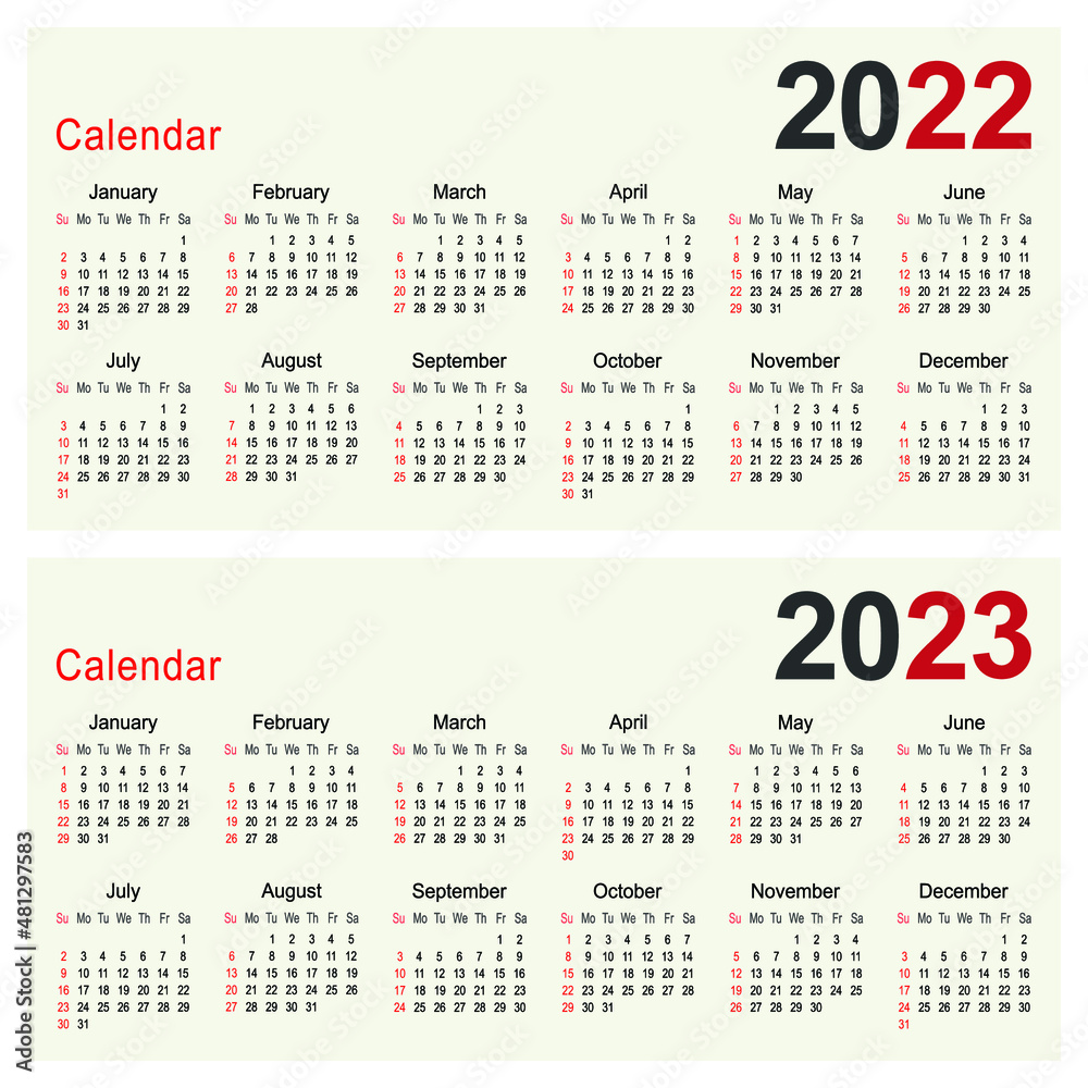 2022 and 2023 year calendar planner business design template Stock ...
