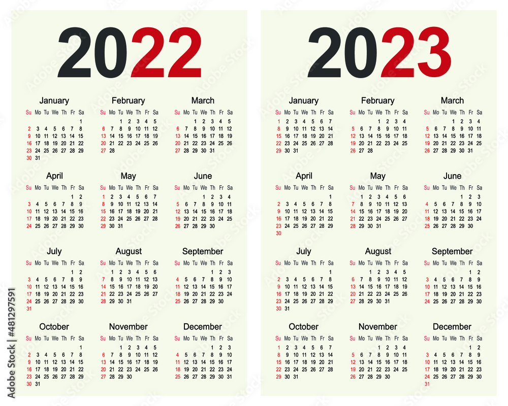 2022 and 2023 year calendar planner business design template Stock ...