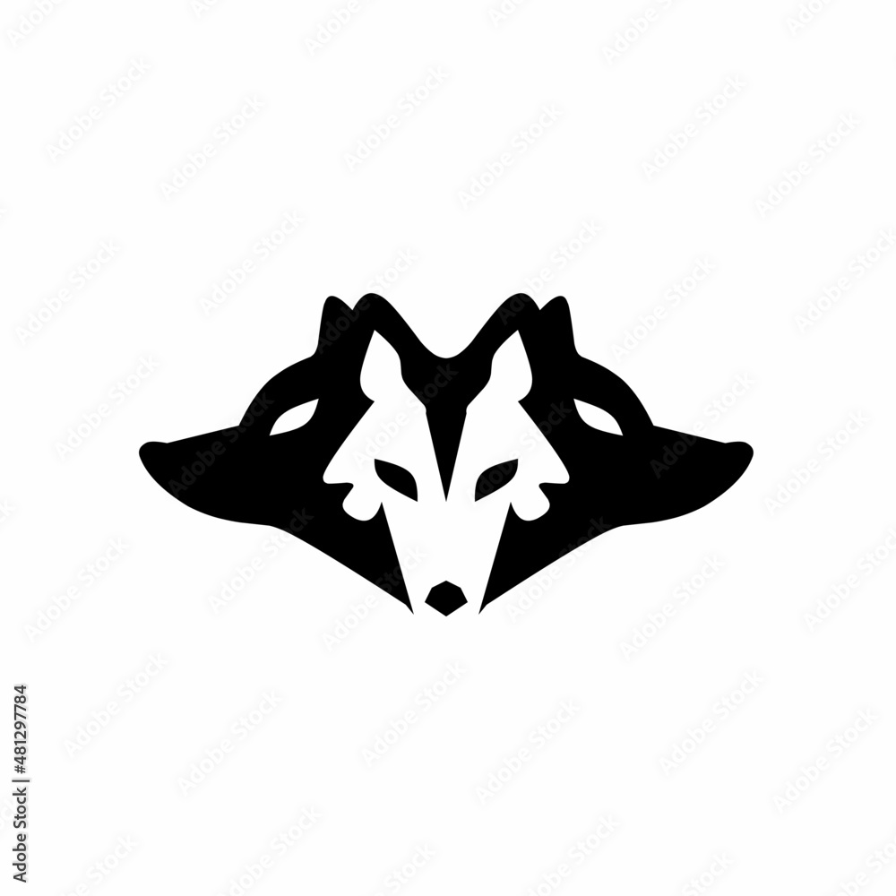 An illustration of a simple three-headed wolf logo and suitable for any ...