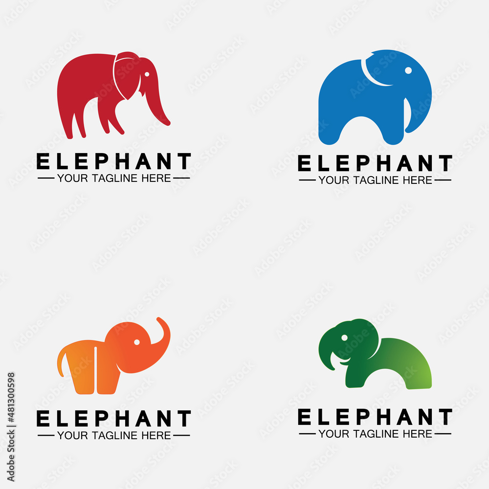 Set Elephant Logo Vector Illustrator Design Template Stock Vector ...