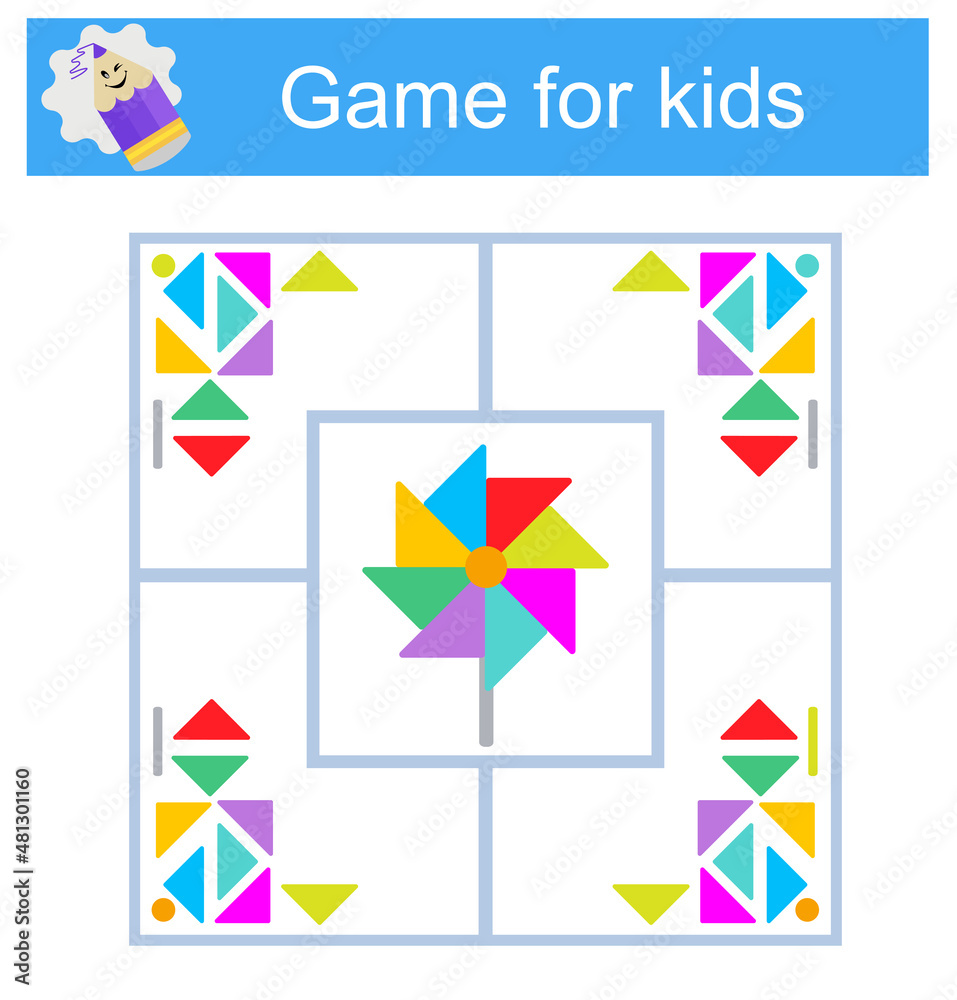 Educational logical game for kids. Find the right set of geometric ...