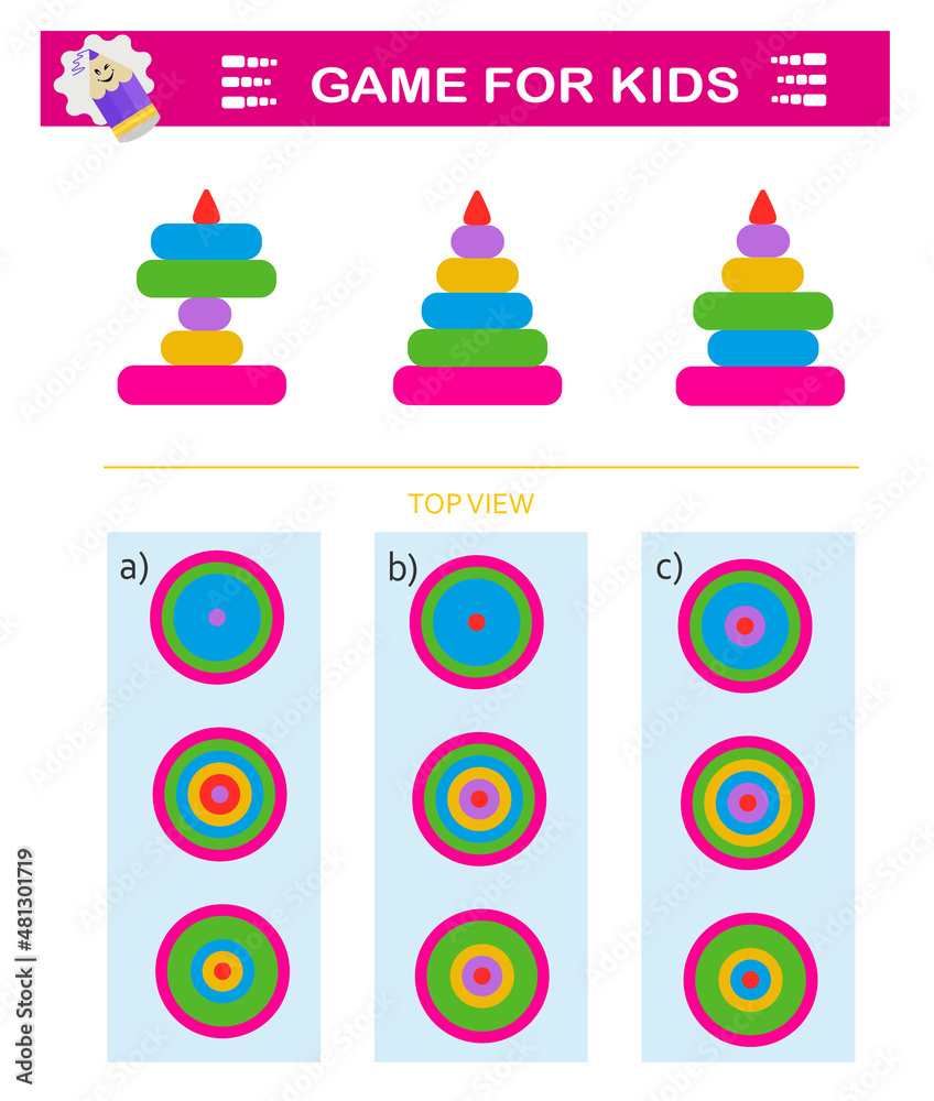 Logical puzzle game. Need to find correct top view of pyramids. IQ ...
