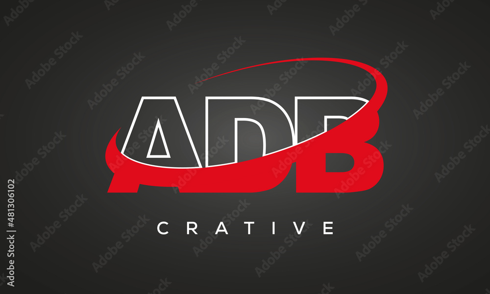 ADB creative letters logo with 360 symbol vector art template design ...