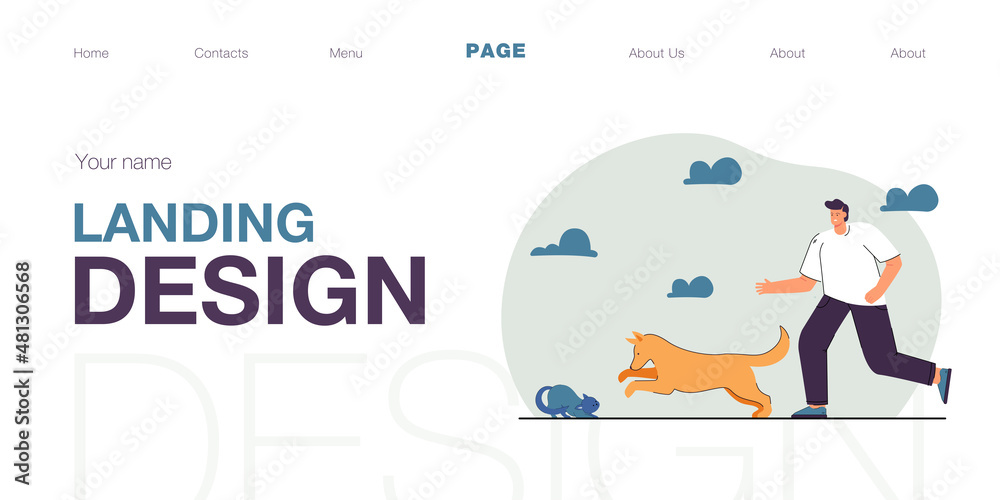 Man breaking up fight between dog and cat. Owner trying to protect his ...