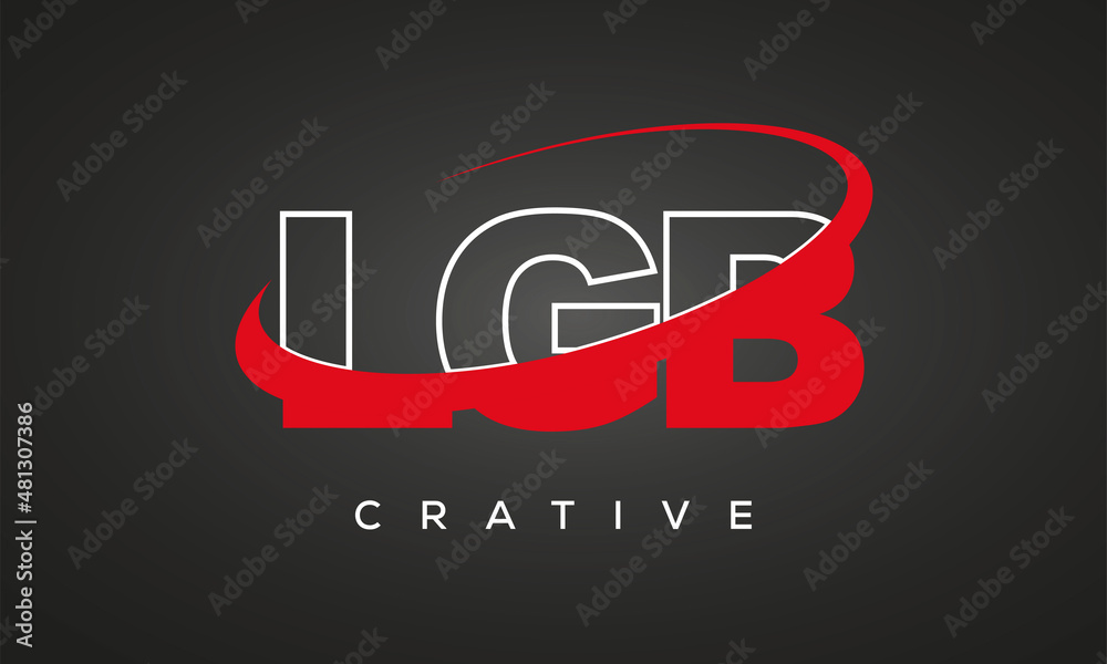 LGB creative letters logo with 360 symbol vector art template design ...