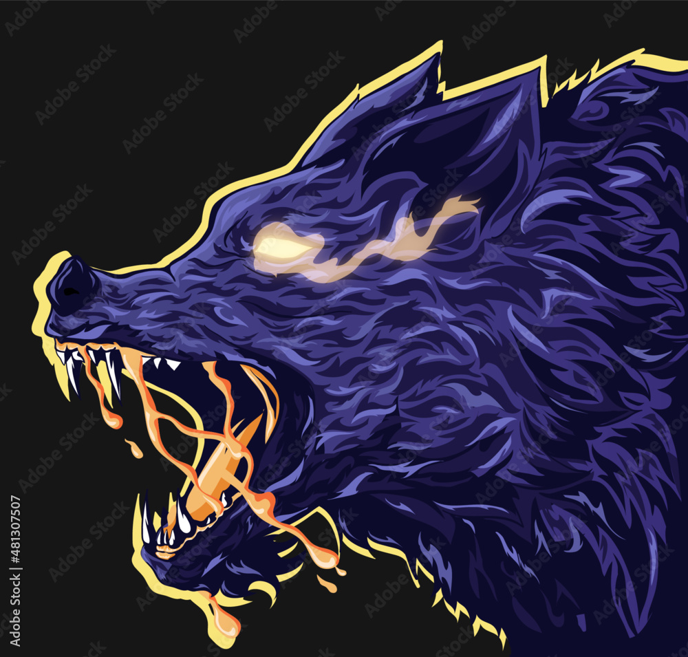 fierce wolf drooling vector illustration Stock Vector | Adobe Stock