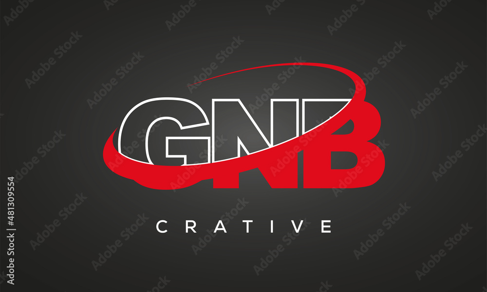 GNB creative letters logo with 360 symbol vector art template design ...
