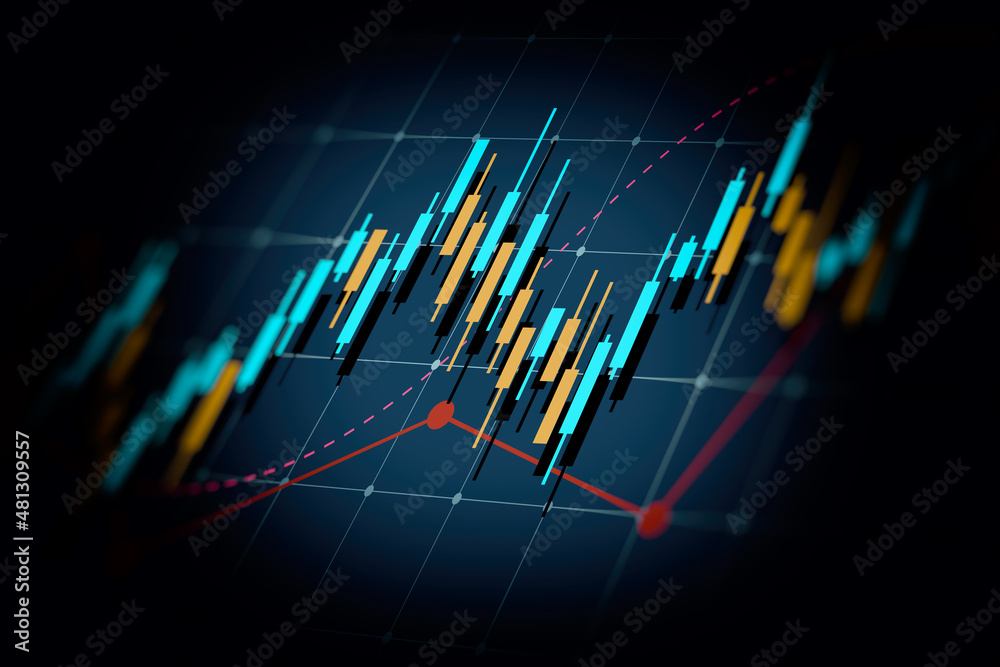 Financial graph with up trend line candlestick chart in stock market on ...
