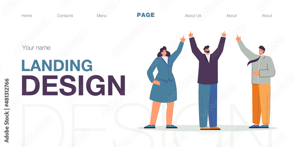 Business team and executive showing upward direction. Flat vector ...