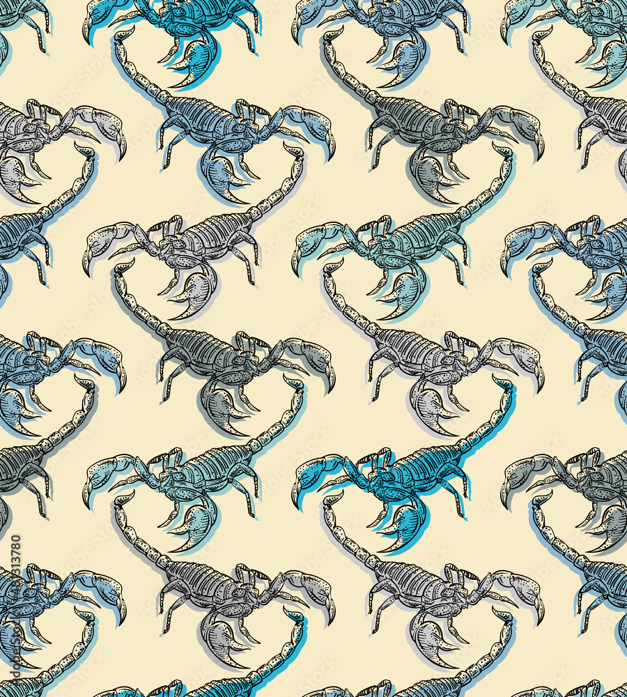 Scorpion pattern seamless. terrestrial arachnid background. Vector ...