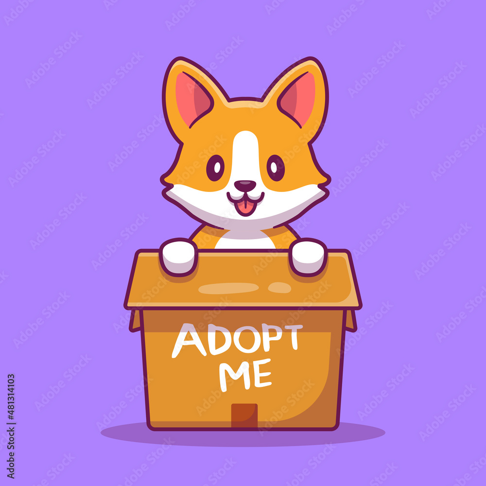 Cute Dog In Box Cartoon Vector Icon Illustration. Animal And Object ...