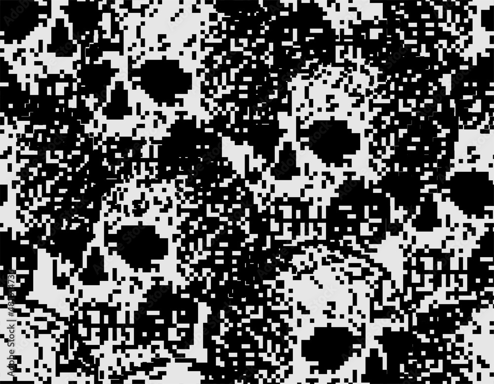 Skull pixel art pattern seamless. pixelated Skeleton head background. 8 ...