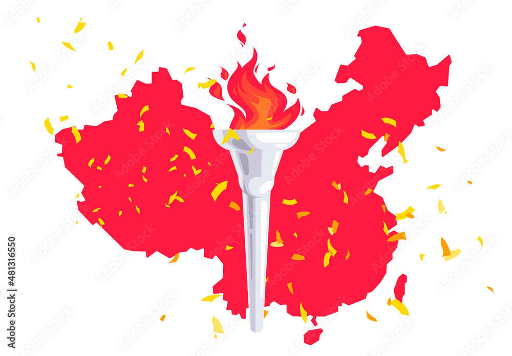 Vector illustration of a torch with fire on the background of a ...