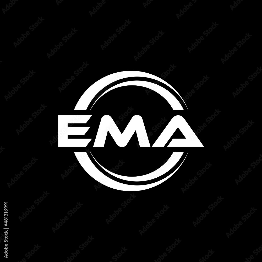 EMA letter logo design with black background in illustrator, vector ...