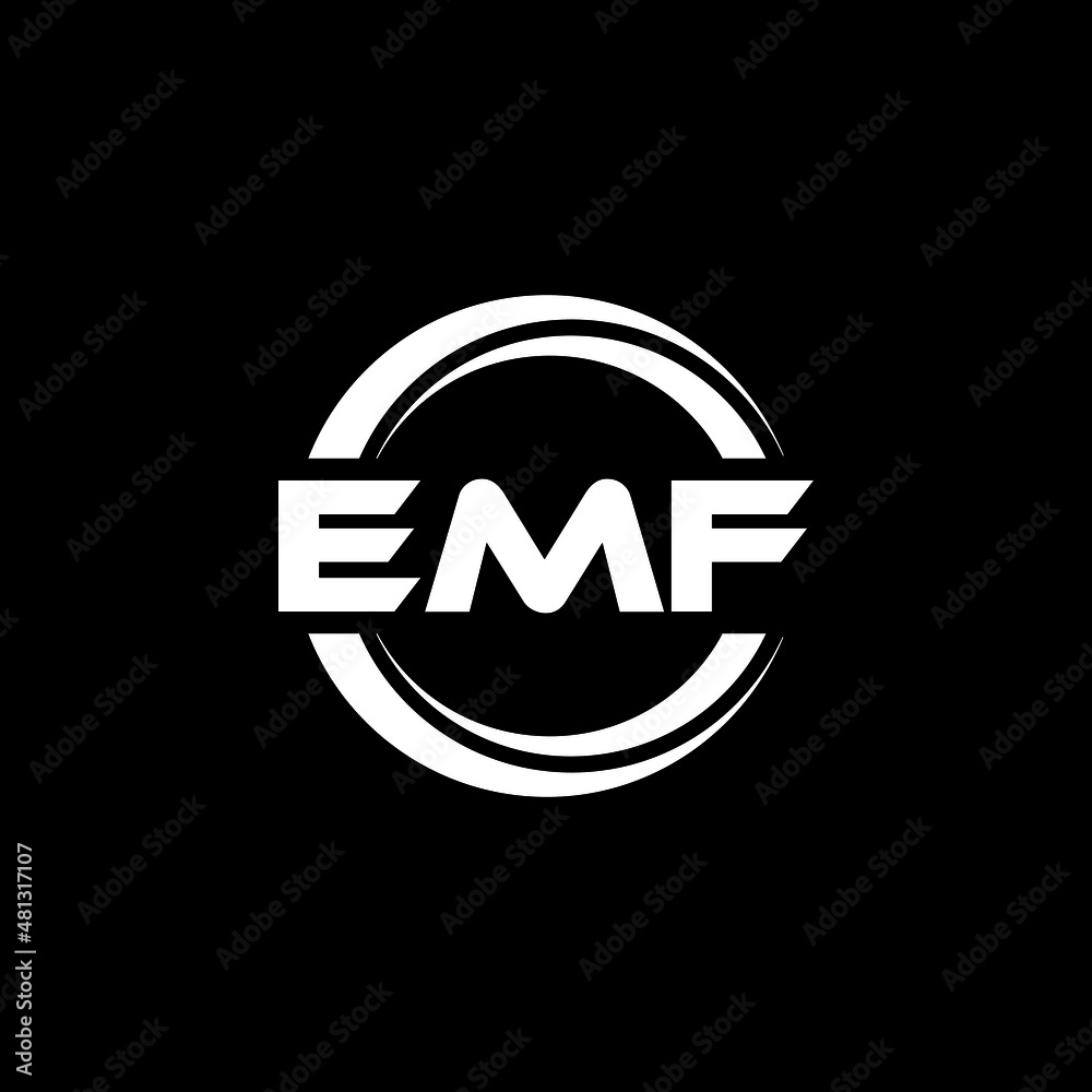 EMF letter logo design with black background in illustrator, vector ...