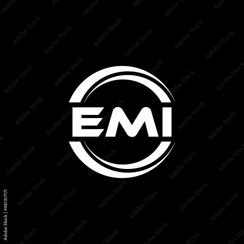 Vecteur Stock EMI letter logo design with black background in ...