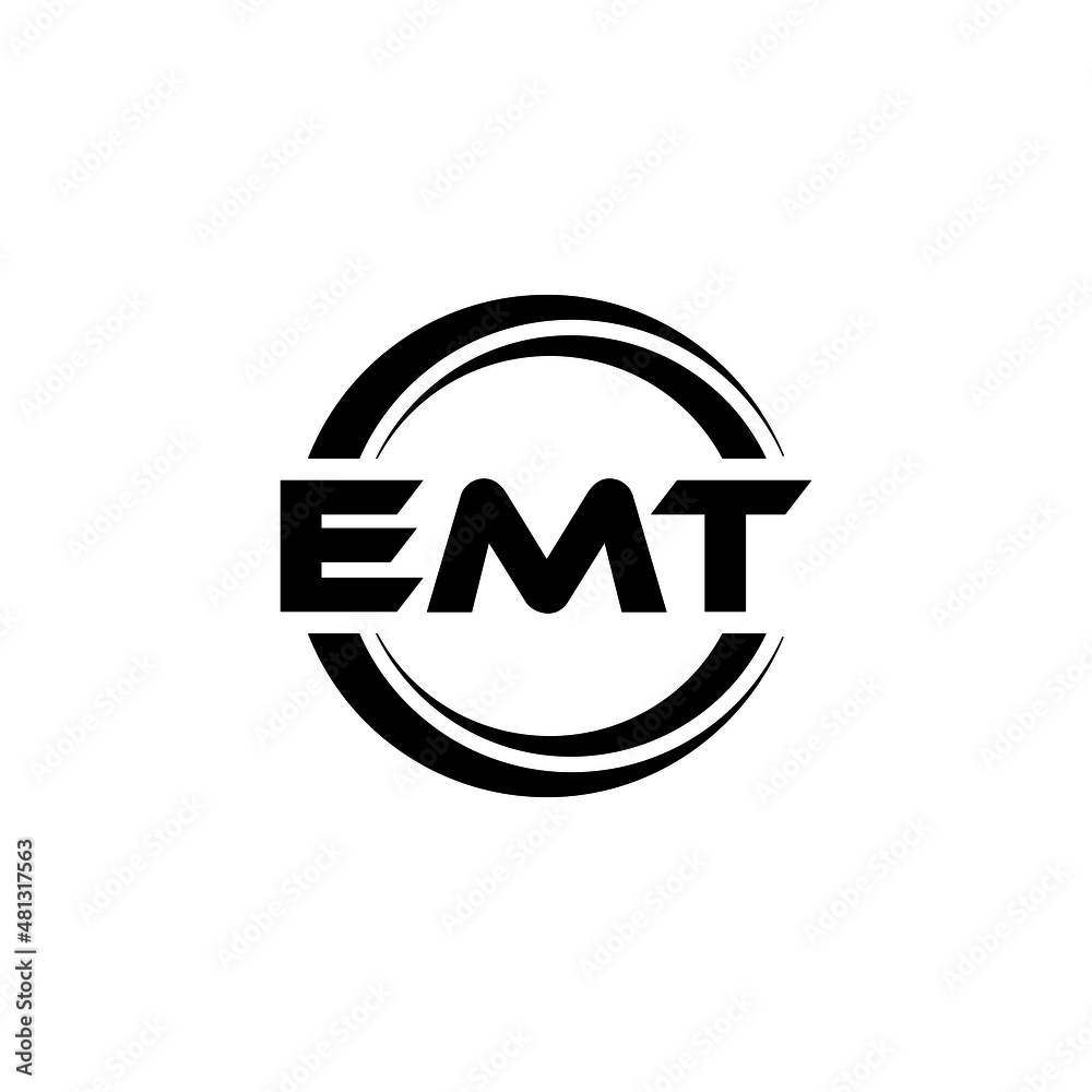 EMT letter logo design with white background in illustrator, vector ...