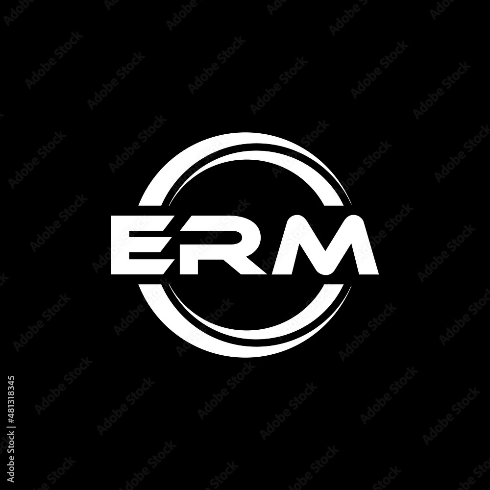 ERM letter logo design with black background in illustrator, vector ...