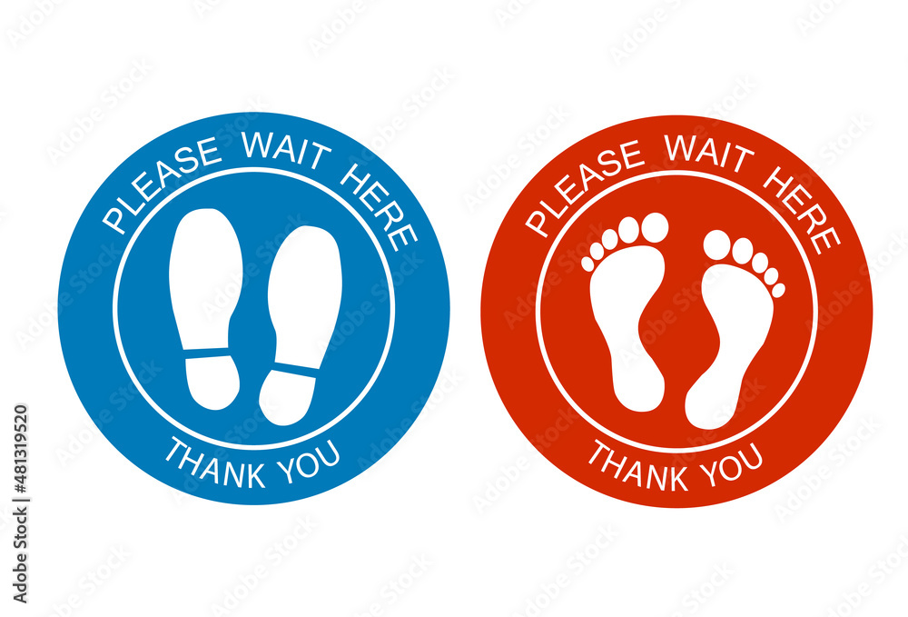 Please Wait Here Thank You Keep Your Distance Social Distancing Blue ...