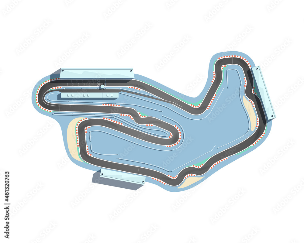 Top-down race track isolated on a white background. Racing circuit ...