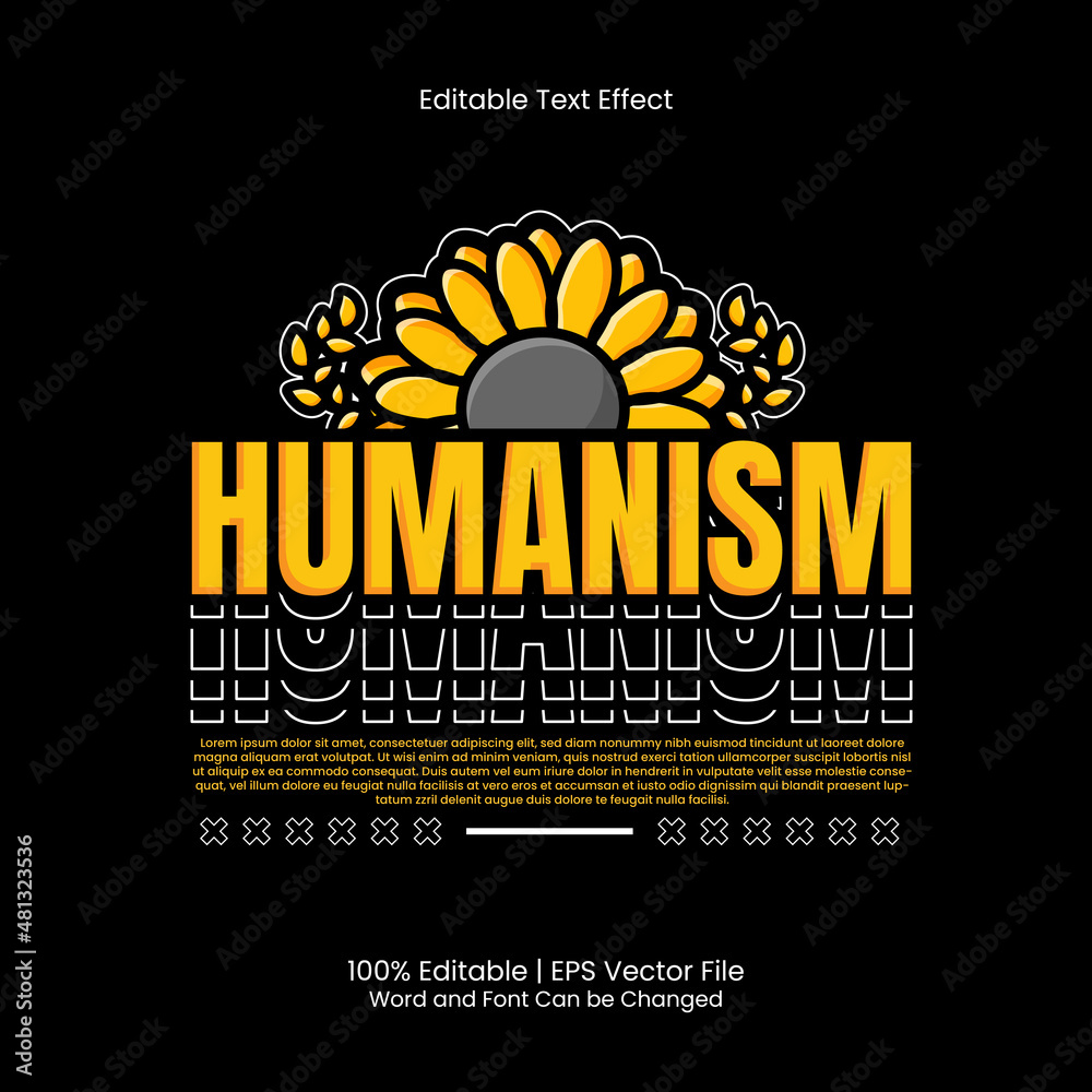 Humanism T-shirt design Streetwear Style text effect editable Stock ...