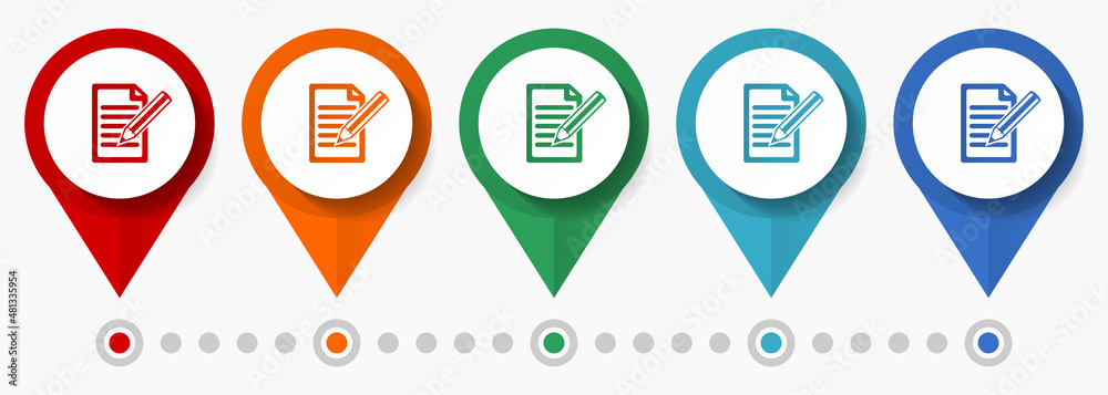 Subscribe, contract, deal concept vector icon set, flat design pointers ...