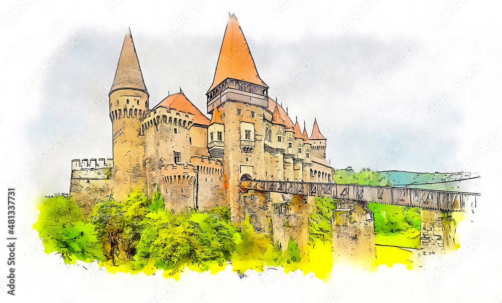 Corvin Castle, also known as Hunyadi Castle or Hunedoara Castle, a ...