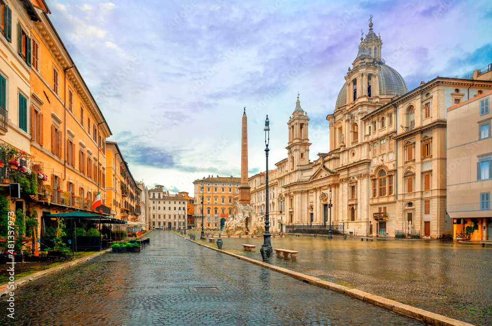 Piazza Navona square in Rome, Italy. Built on the site of the Stadium ...