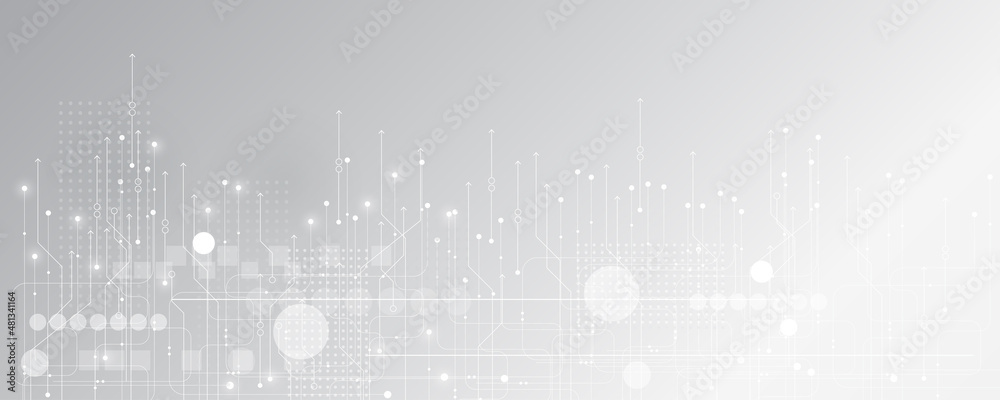 Grey white Abstract technology background, Hi tech digital connect ...