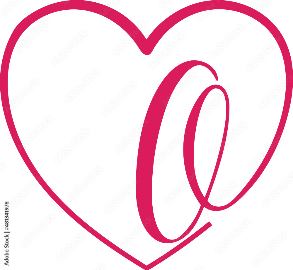monogram letter O with heart, hand drawing, heart sign Stock Vector ...