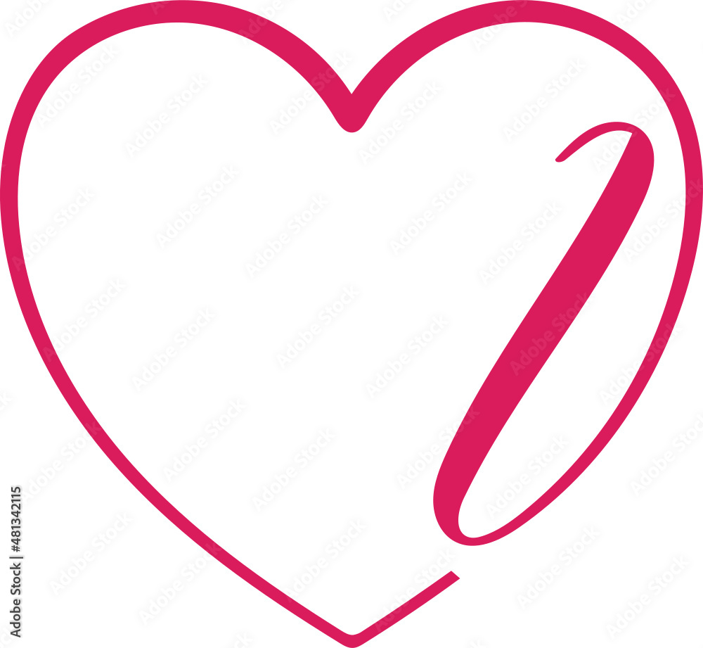 monogram letter I with heart, hand drawing, heart sign Stock Vector ...
