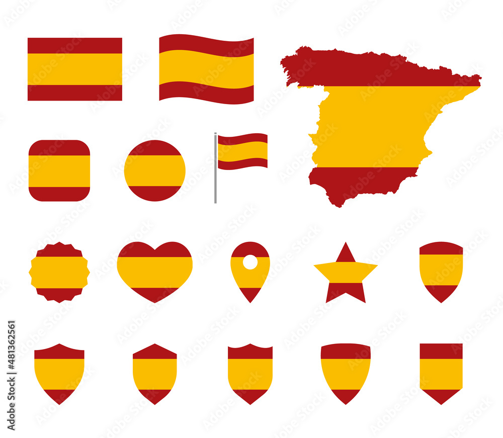 Spain flag icons set, Spanish flag symbol Stock Vector | Adobe Stock