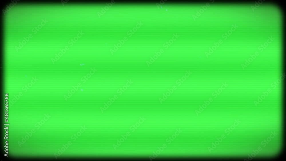 Green TV screen with VHS effects. Effect of an old TV with a kinescope ...