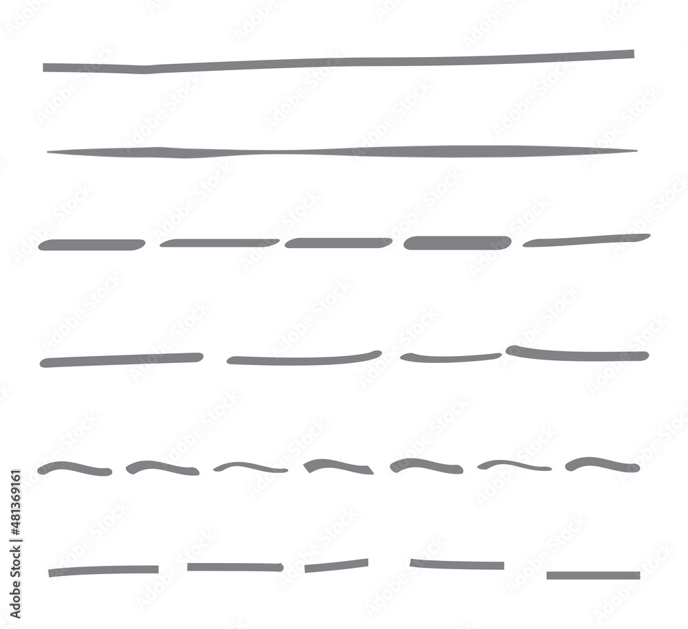 Gray lines hand drawn vector set isolated on white background ...