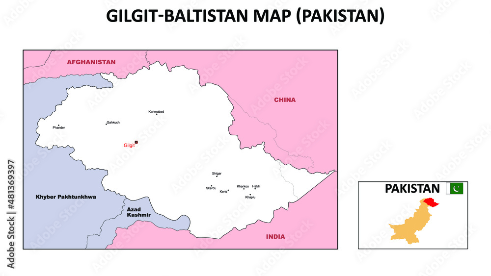 Gilgit Baltistan map. Political map of Gilgit Baltistan. Gilgit ...