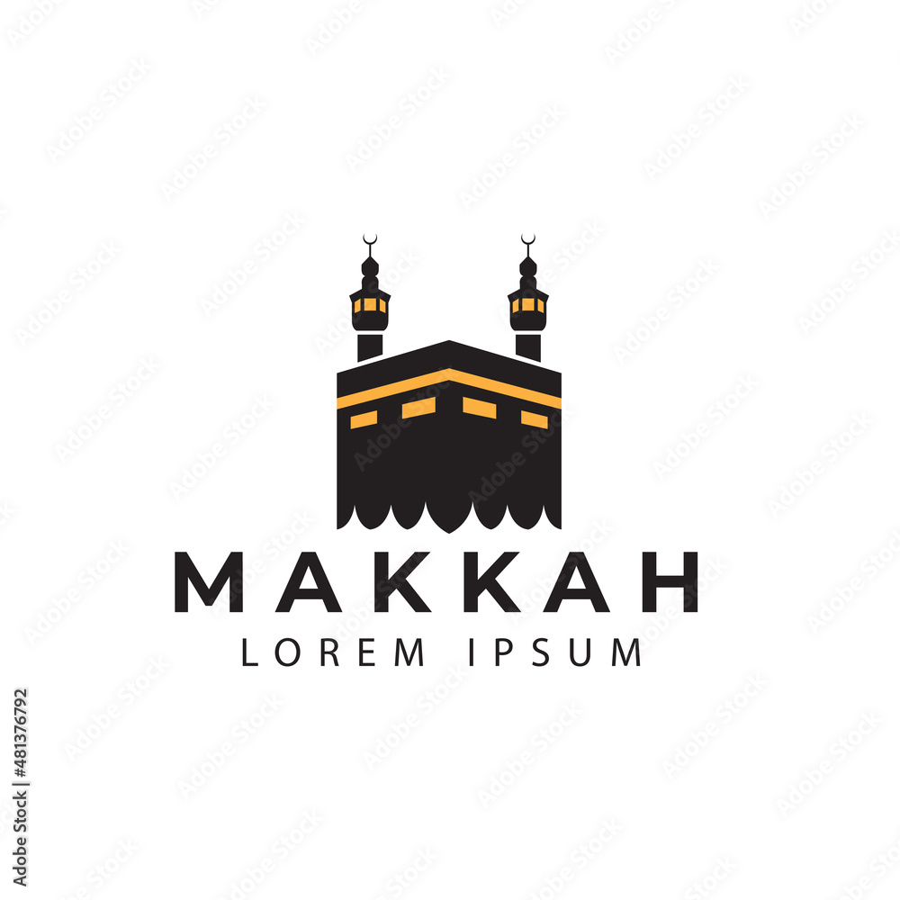 mecca logo islamic kaaba tourism vector icon symbol illustration design ...