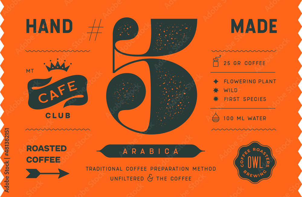 Coffee, tag label. Modern tag, label for brand, logo, sticker coffee ...