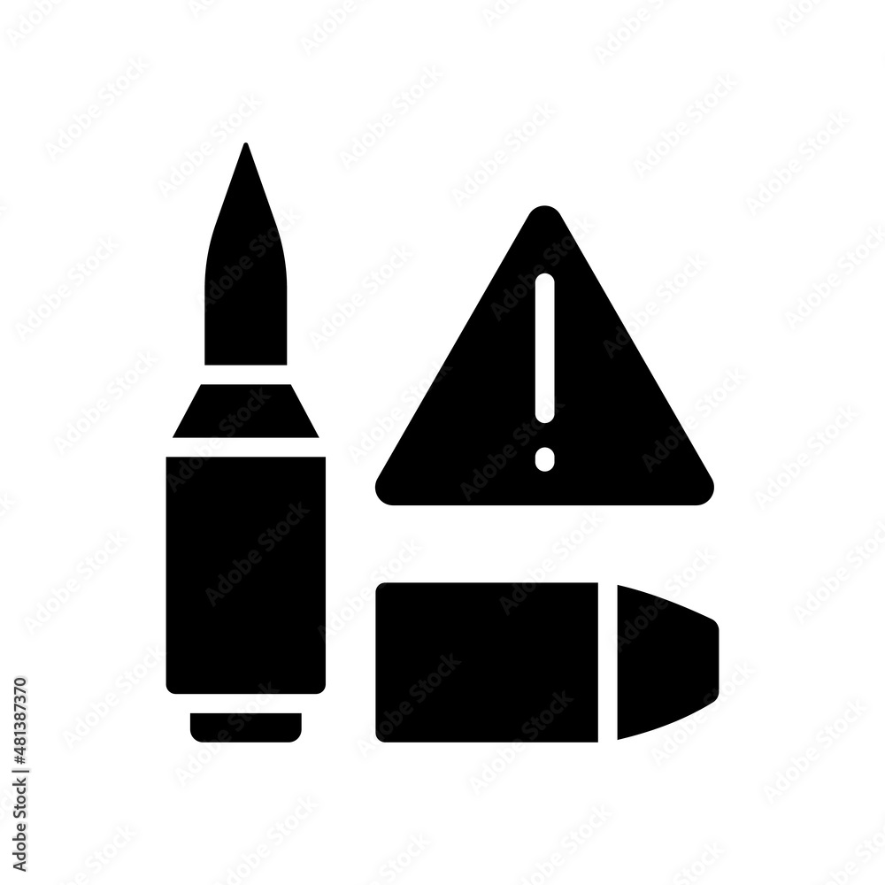 Ammunition smuggling black glyph icon. Gunrunning. Bullets and shells ...