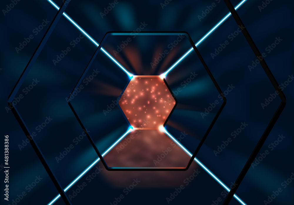 Abstract space tech background. Futuristic industrial poster. Hexagonal ...