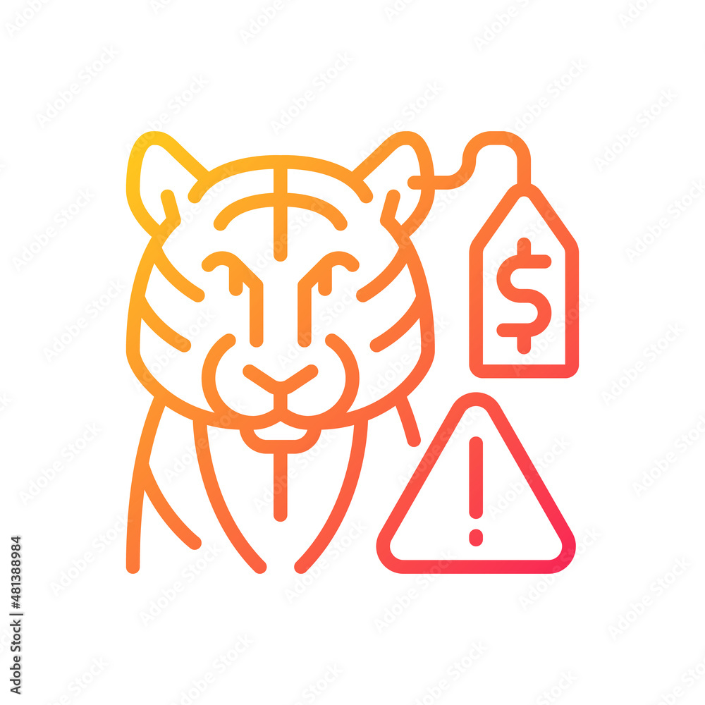 Wildlife smuggling gradient linear vector icon. Rare animals ...
