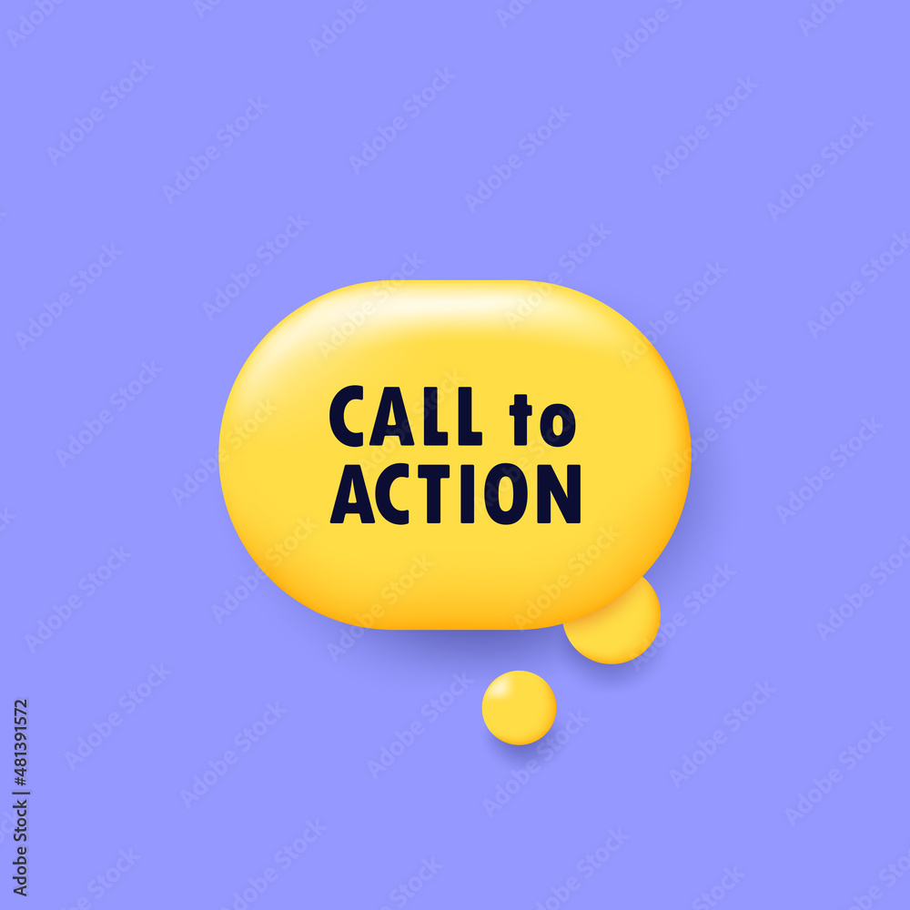 Call to action. 3D banner with Call to action text. Vector EPS 10 ...