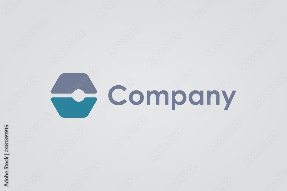 Initial Letter C Logo. Blue and Grey Hexagonal Shape with Dot ...