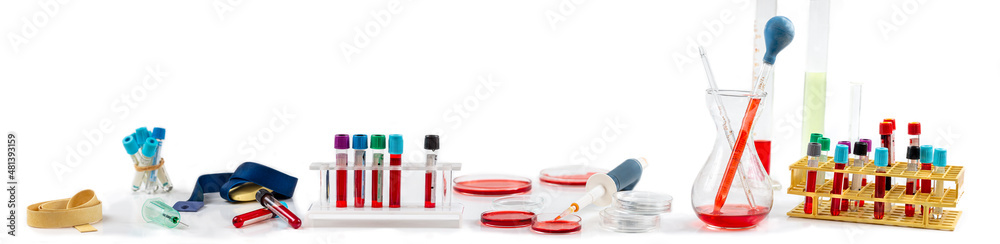 Blood tests-laboratory equipment, presentation of blood tube and ...
