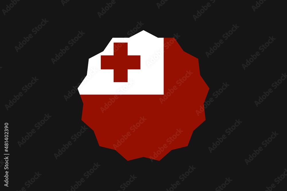 Tonga flag star circle shape vector illustration. Kingdom of Tonga ...