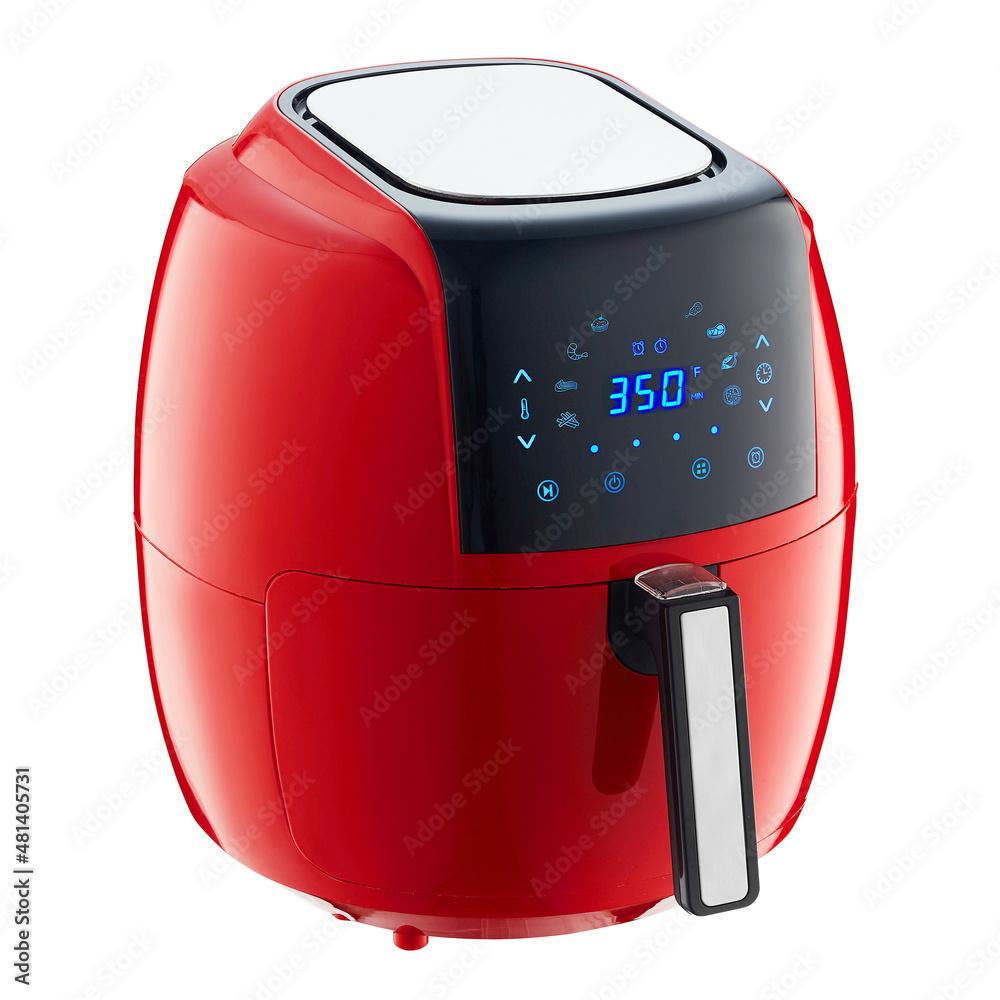 Air Fryer Isolated. Red Electric Deep Fryer Side View. Modern AirFryer ...