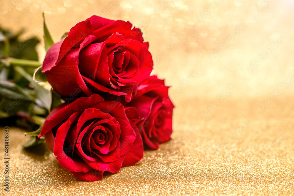 Red rose on a shiny gold background Stock Photo | Adobe Stock