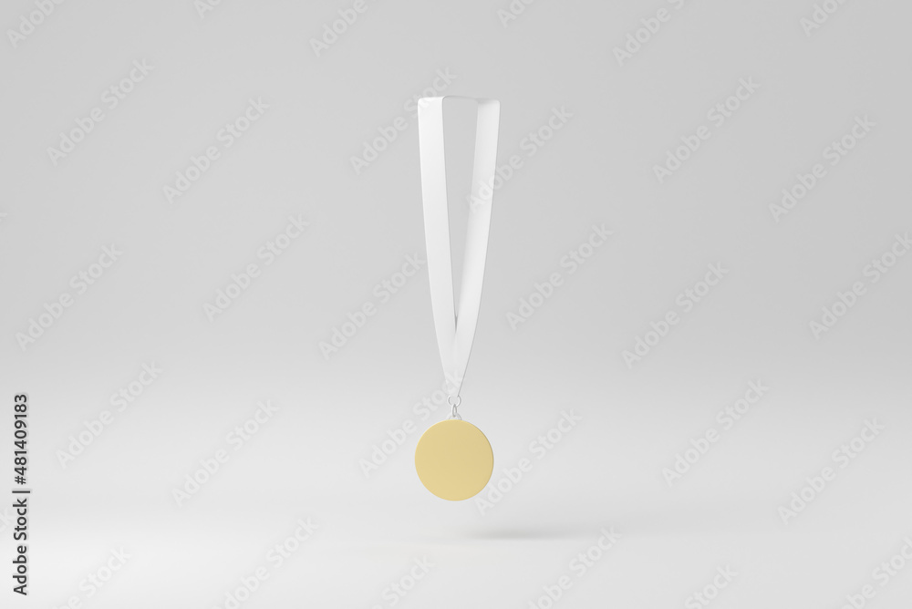 Gold medal on white background. Design Template, Mock up. 3D render ...