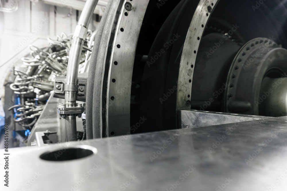 The rotor of a gas turbine compressor with a bolted coupling half Stock ...