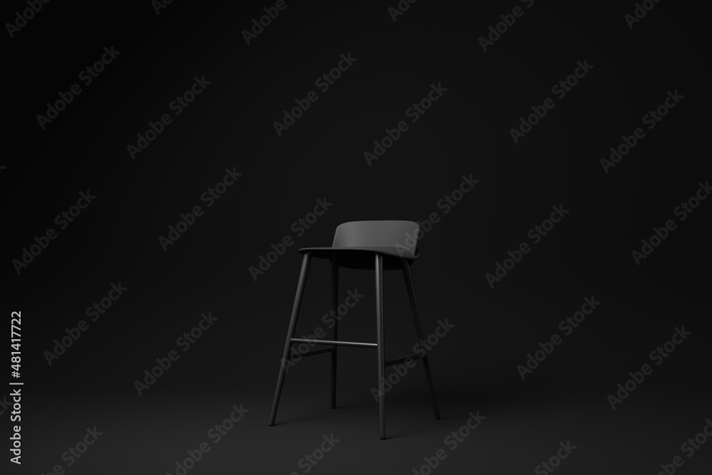 Black bar stool on Black background. minimal concept idea. monochrome ...