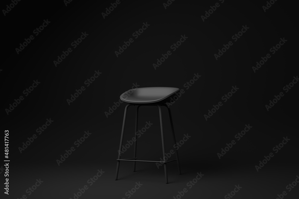 Black bar stool on Black background. minimal concept idea. monochrome ...